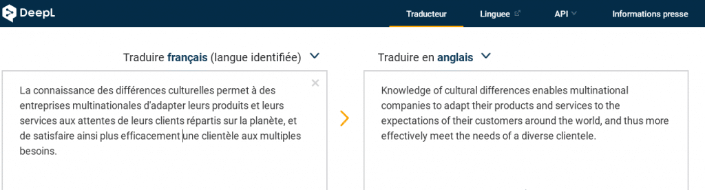 Traduction automatique DEEPL français-anglais - Patrick Lemarie Consulting